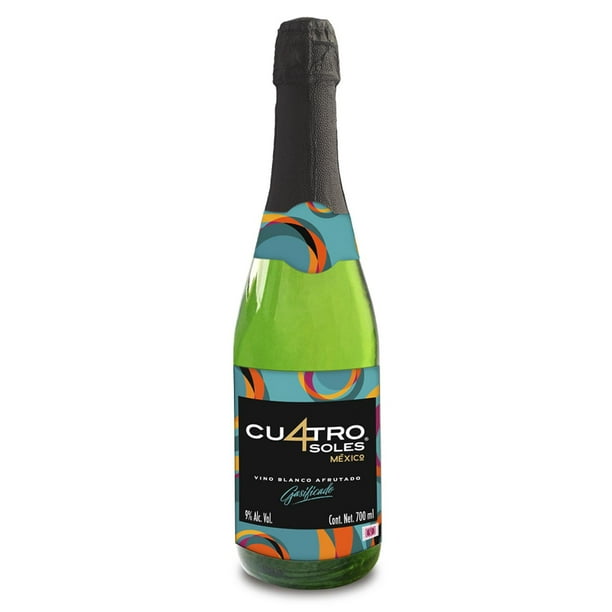 Caja de 12 Vino Espumoso Cuatro Soles Blanco Afrutado 700 ml | Walmart ...