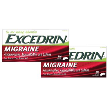 Excedrin Migraine Pain Reliever Caplets, 24 Count, 6 Pack - Walmart.com