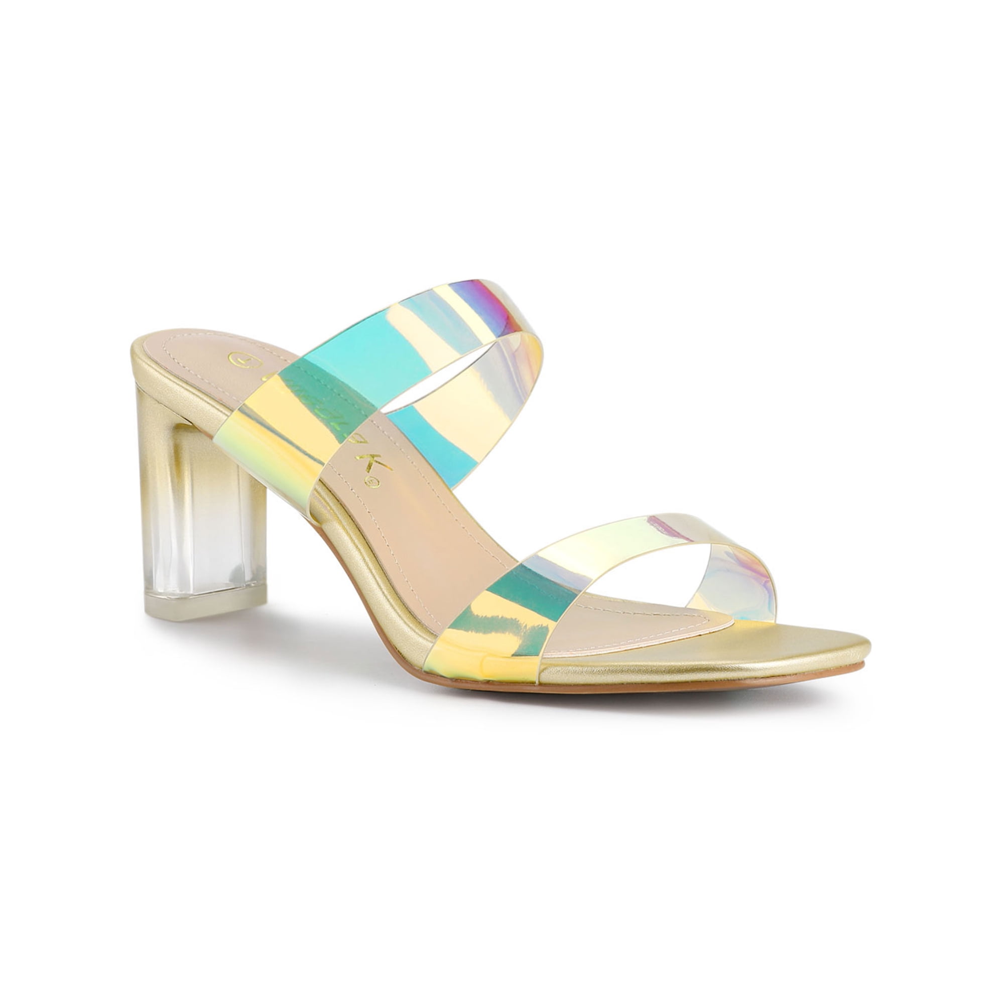 Click here for Blissful Step Womens Clear Colorful Straps Block H... prices