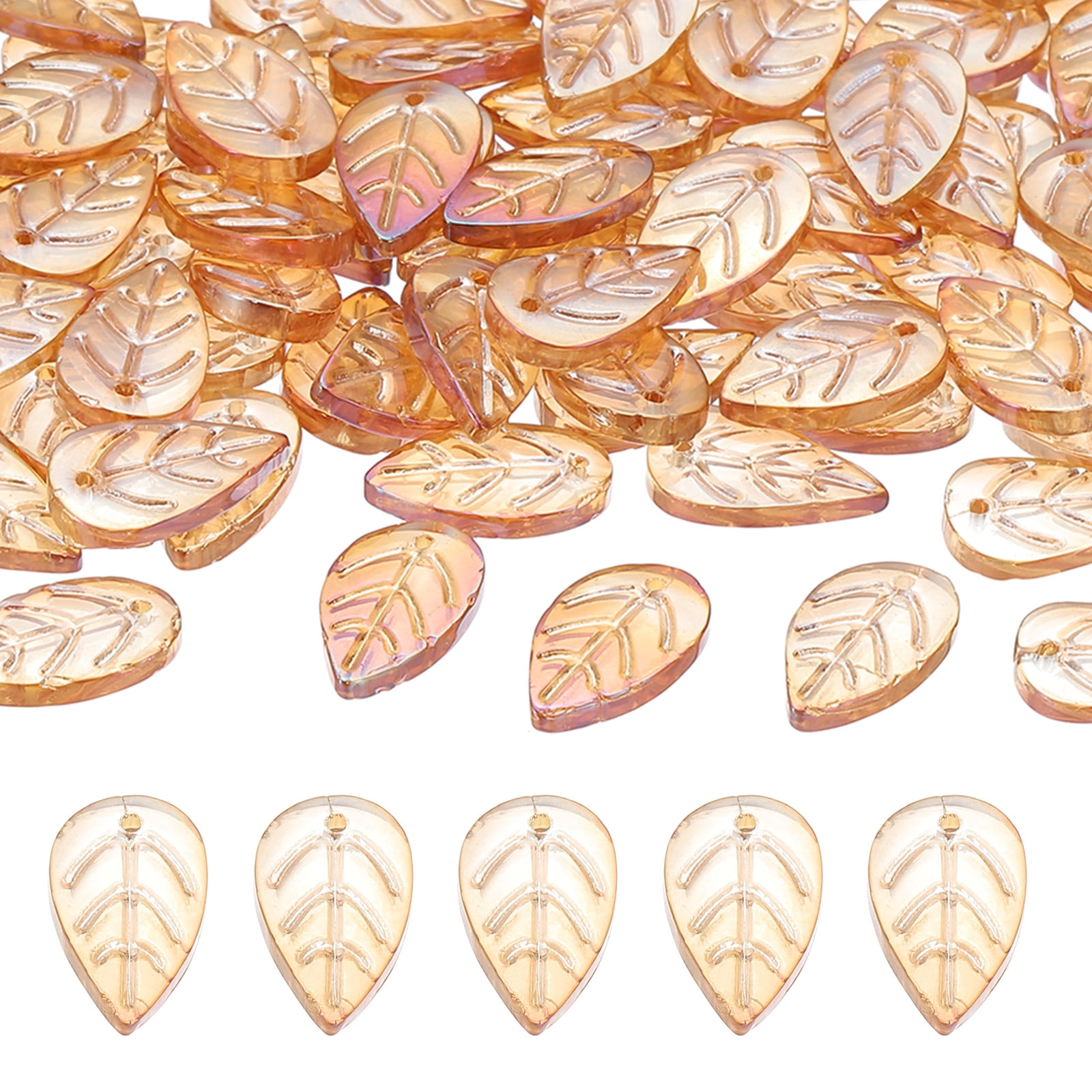 Click here for Unique Bargains Leaf Beads  100pcs Crystal Leaf Be... prices