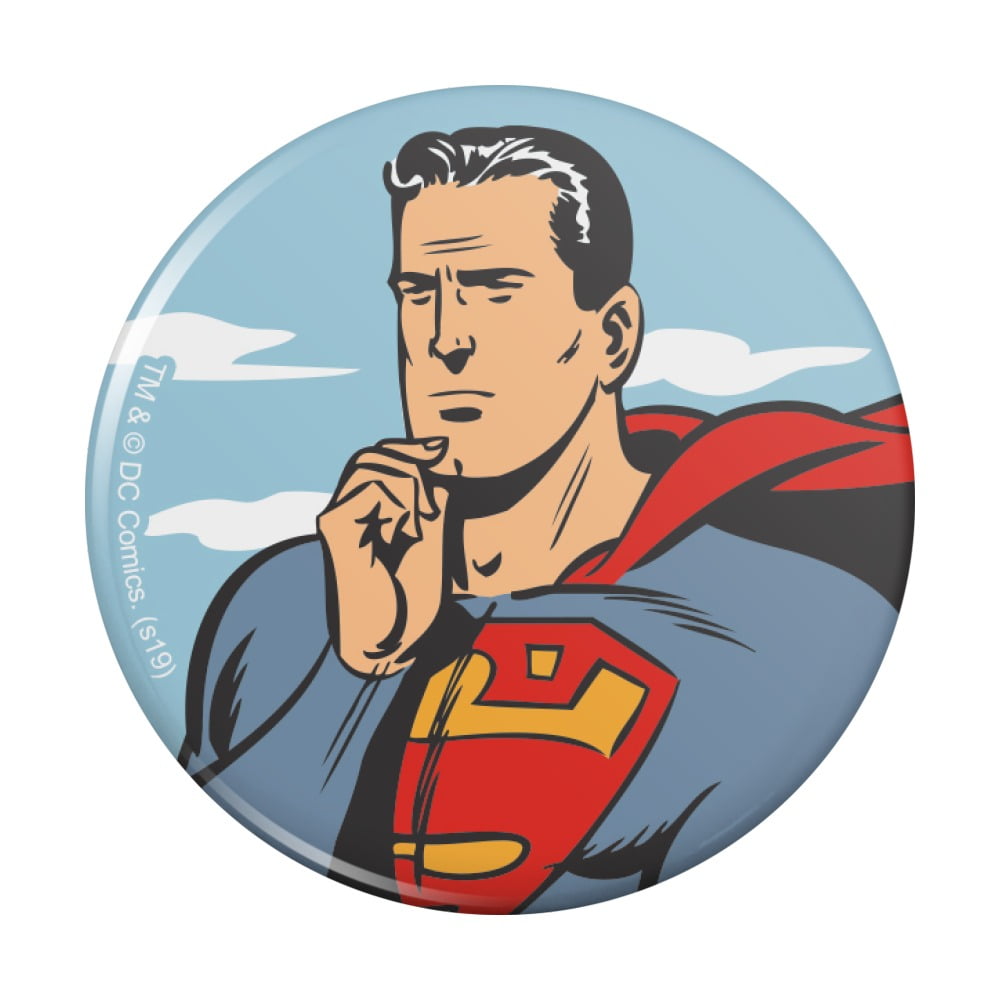 Superman Thinking Pinback Button Pin - Walmart.com