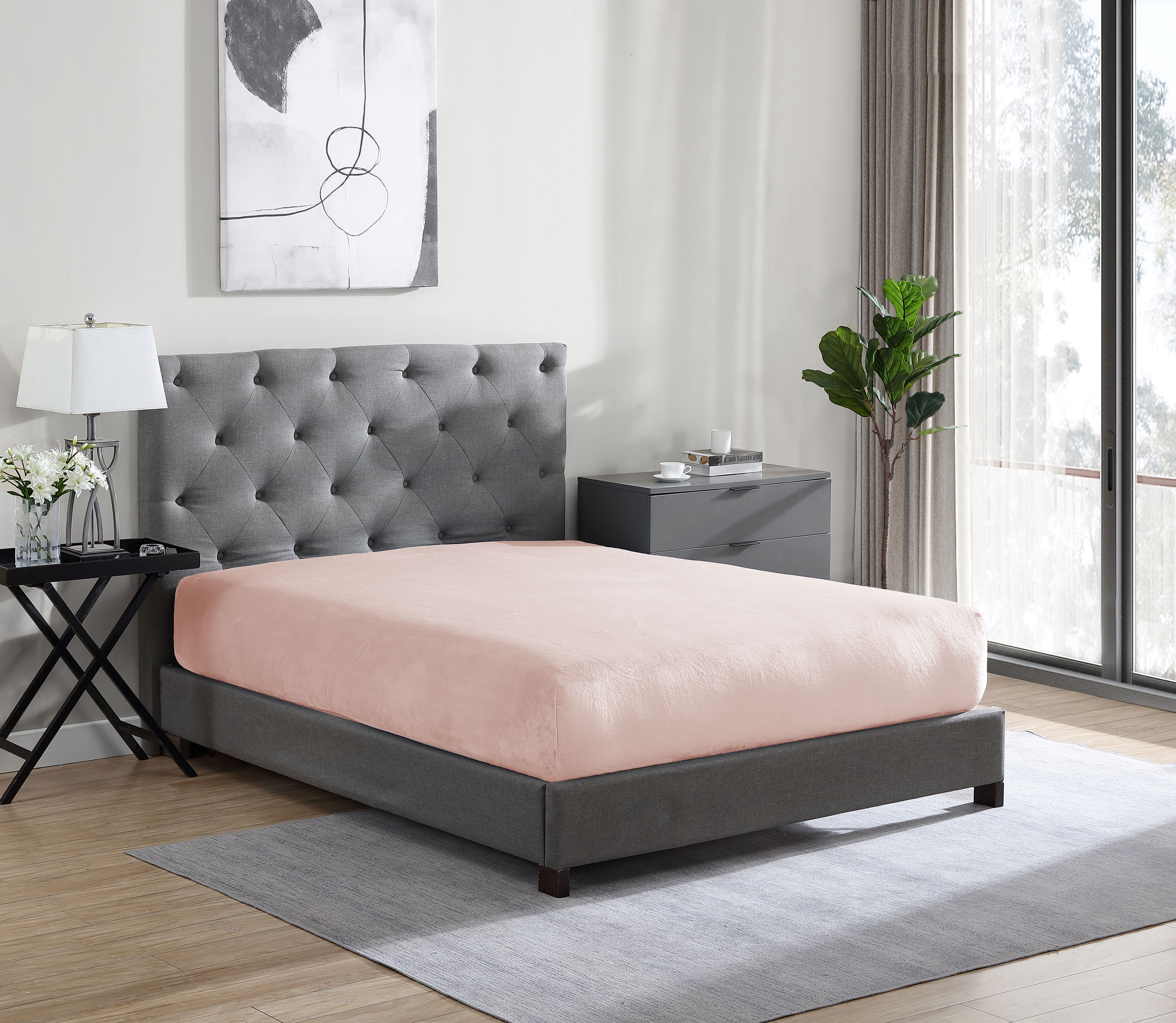 Swift Home Luxury 1 Piece Flannel Plush Fur Fitted Sheet, Ultra-Soft ...