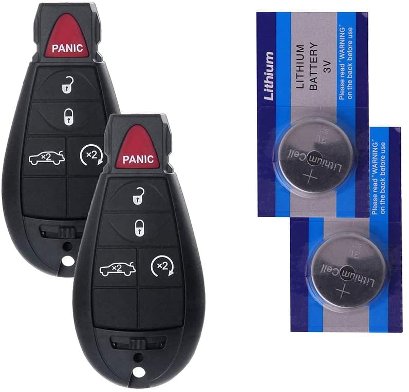 CCIYU 2PCS 5 Buttons Keyless Entry Remote Fob + 2PCS Lithium Battery ...