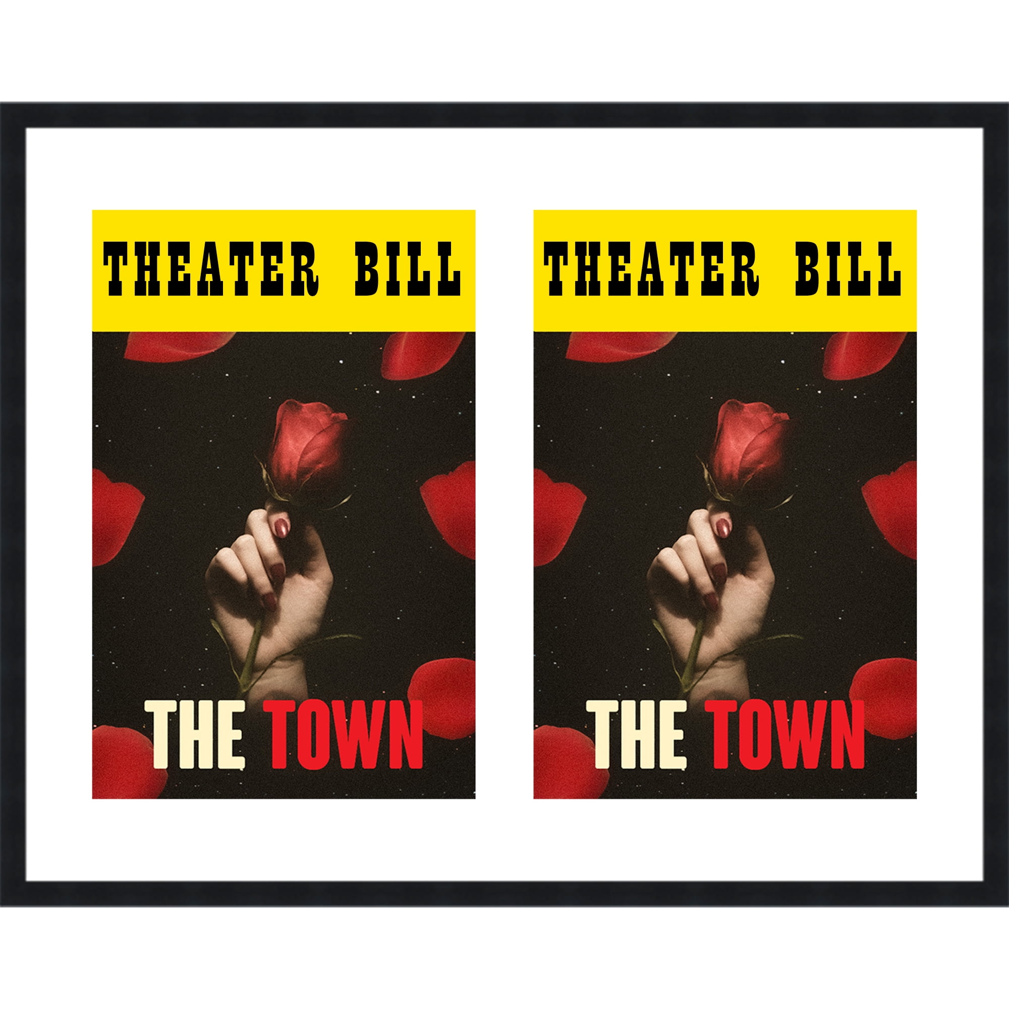 11x14 Black Playbill Frame with White Mat with 2 Openings to Display 2 ...
