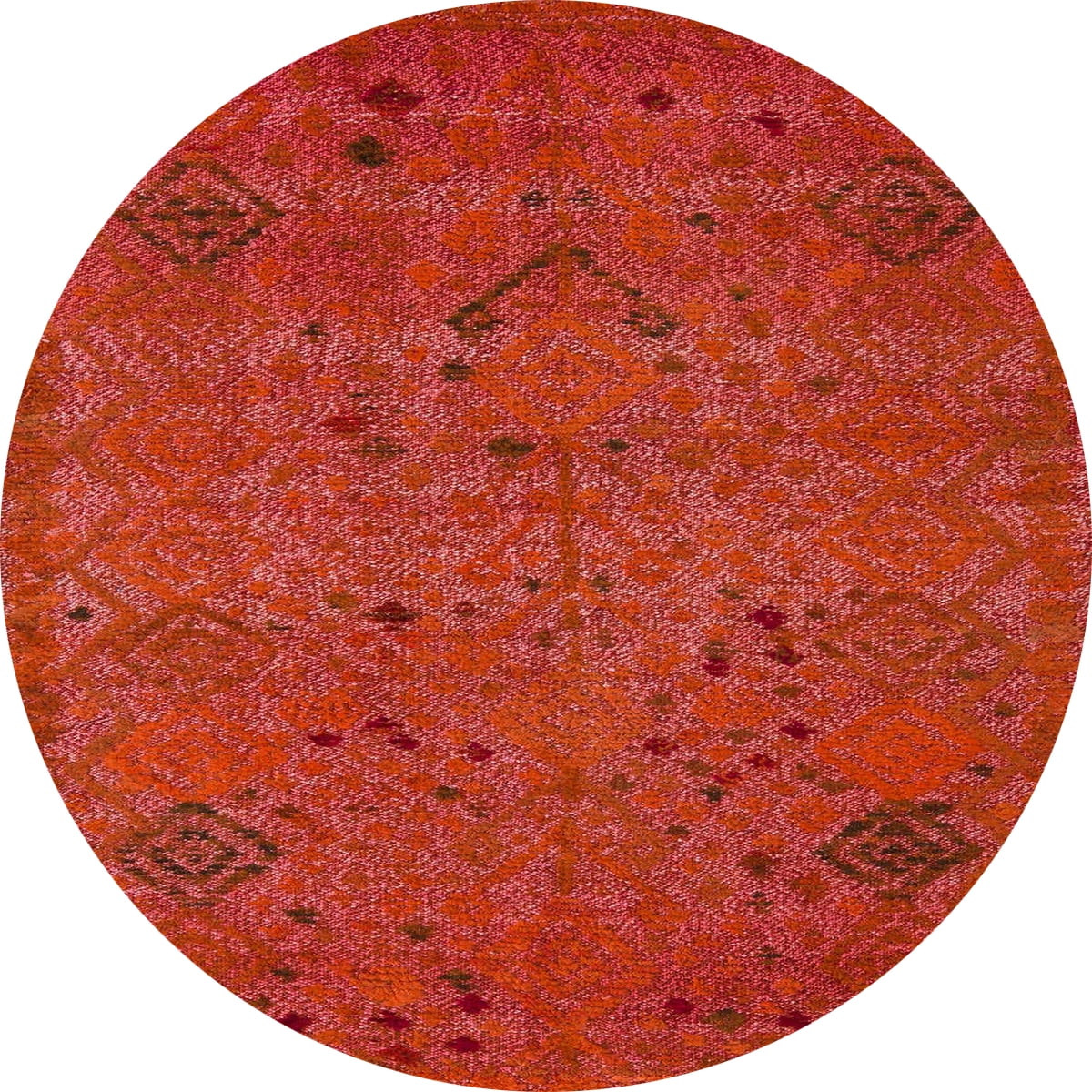 Ahgly Company Indoor Round Abstract Red Abstract Area Rugs, 3' Round ...