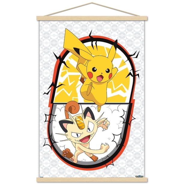 Pokemon - Pikachu Meowth Battle Wall Poster with Magnetic Frame, 22.375 ...