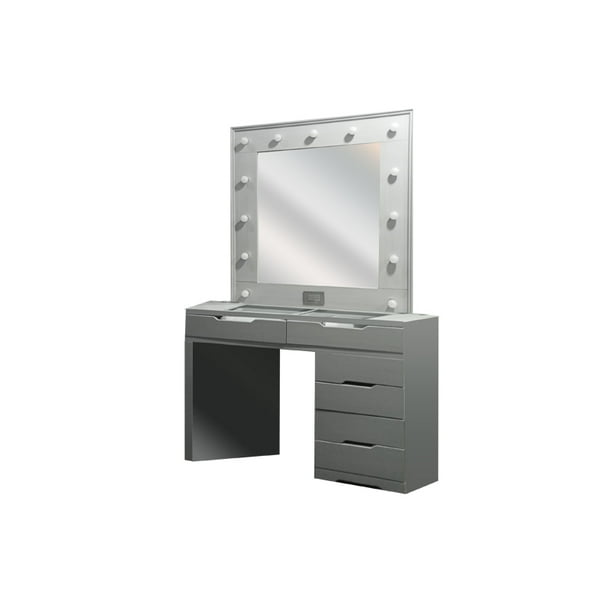 Tocador vanity R21 MUEBLES moderno con focos chico gris | Walmart en línea
