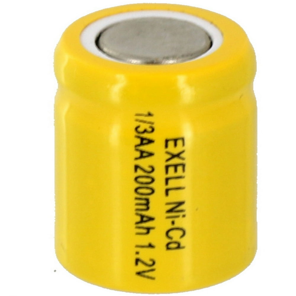 Exell 1/3AA NiCD 200mAh 1.2V Flat top Rechargeable Battery - Walmart ...