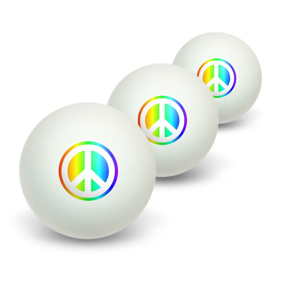 Peace Sign Symbol - Rainbow Novelty Table Tennis Ping Pong Ball 3 Pack ...