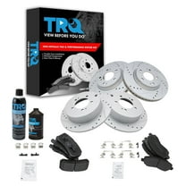 TRQ Front & Rear Ceramic Brake Pad & Performance Rotor Kit w/Fluids ...