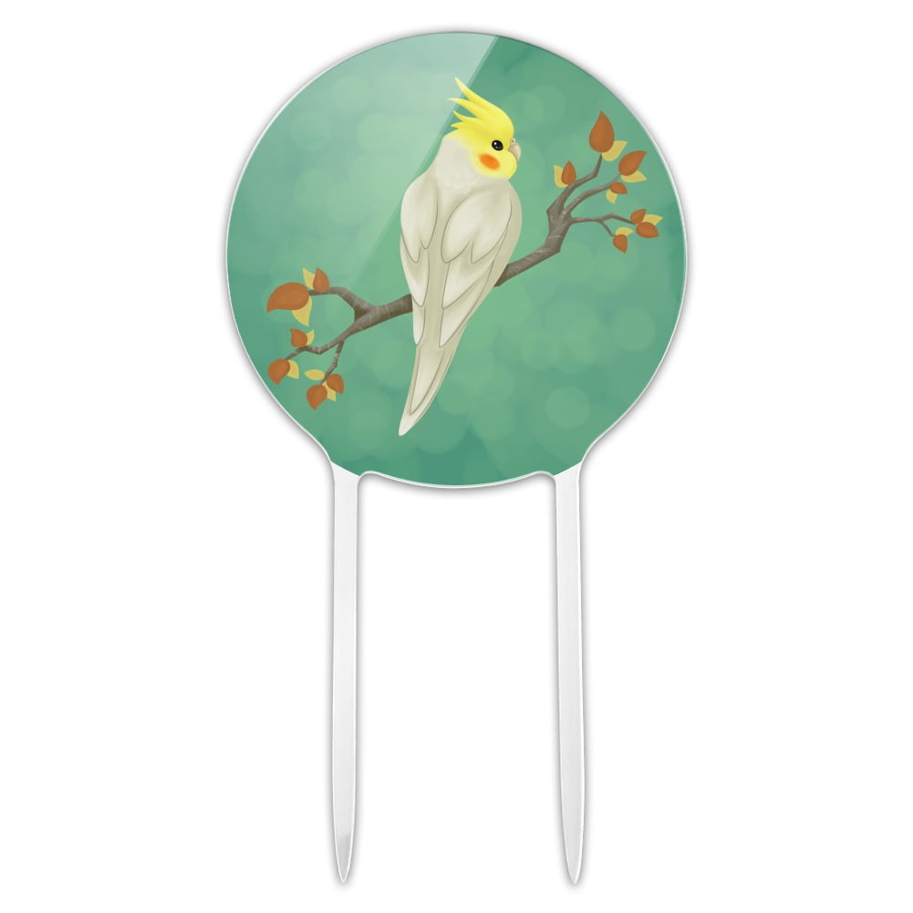 Acrylic Charming Cockatiel Yellow Crest Cake Topper Party Decoration ...