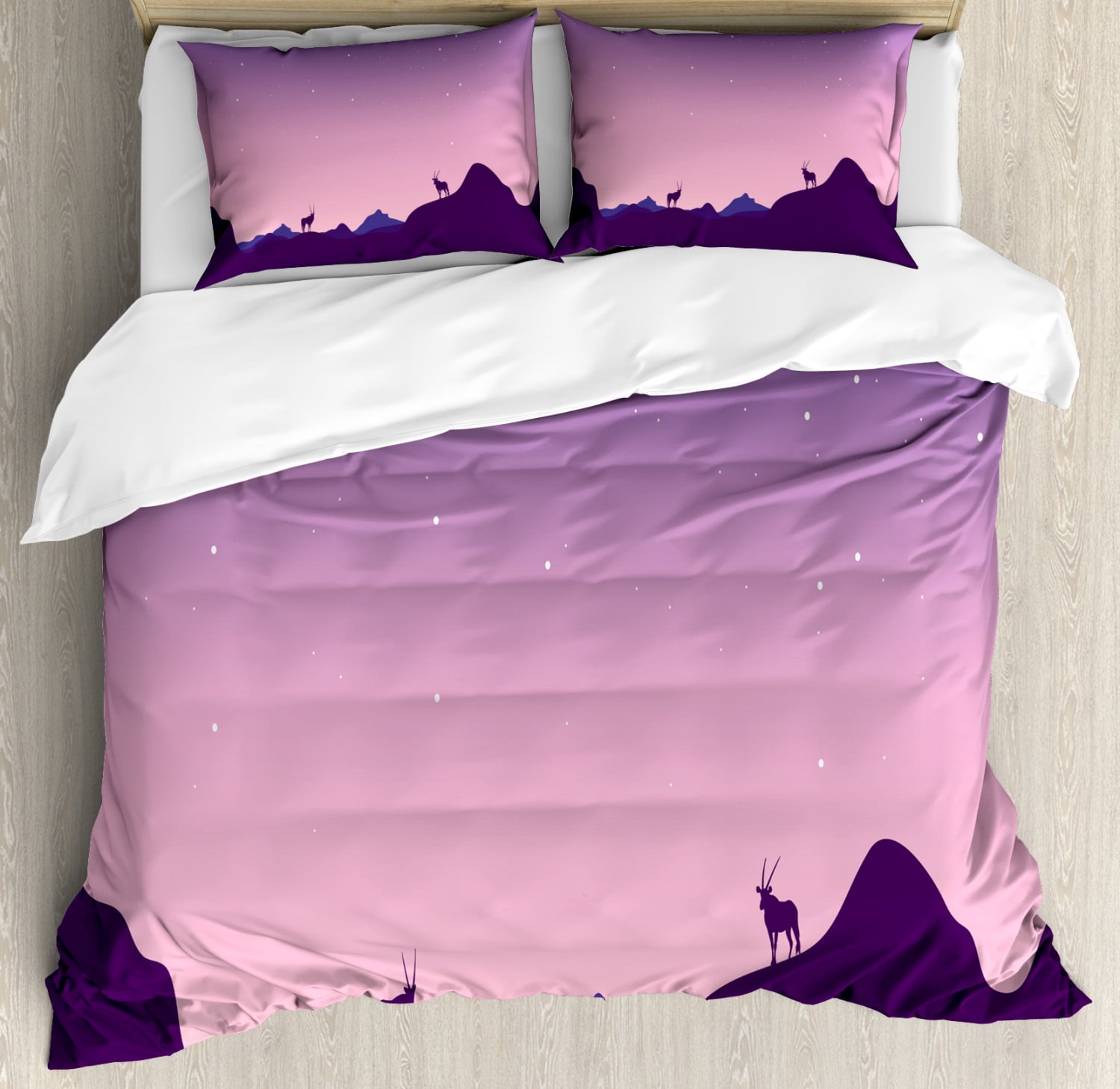 Antelope Duvet Cover Set Queen Size, Abstract Style Pattern of Soft ...