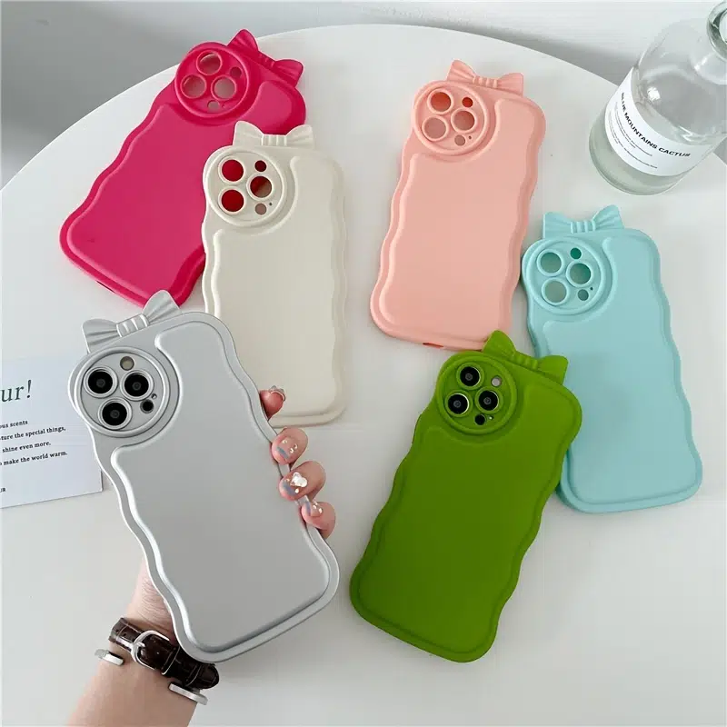 Liquid Bowknot Wavy Edge Phone Case For,iPhone14/14Plus/14Pro/14ProMax ...