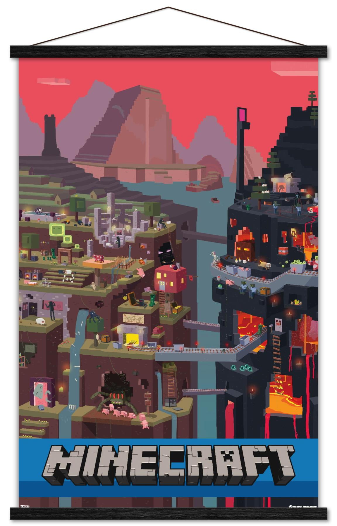 Minecraft - Cube Wall Poster with Wooden Magnetic Frame, 22.375" x 34 ...