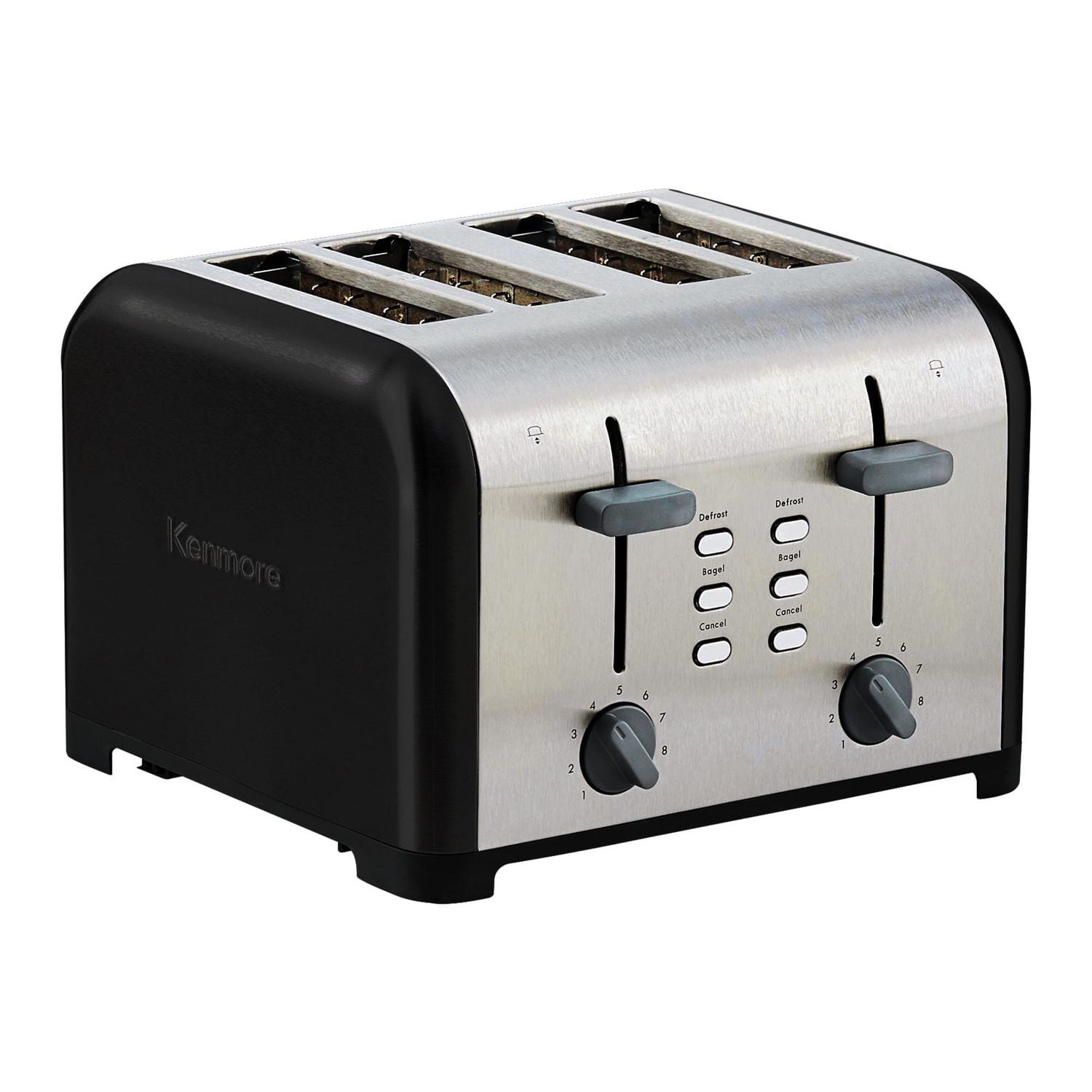 Kenmore 4-Slice Stainless Steel Toaster, Dual Controls, Extra Wide ...