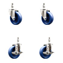 4 Inch 316SS Solid Polyurethane Swivel 3/8 Inch Threaded Stem Caster ...