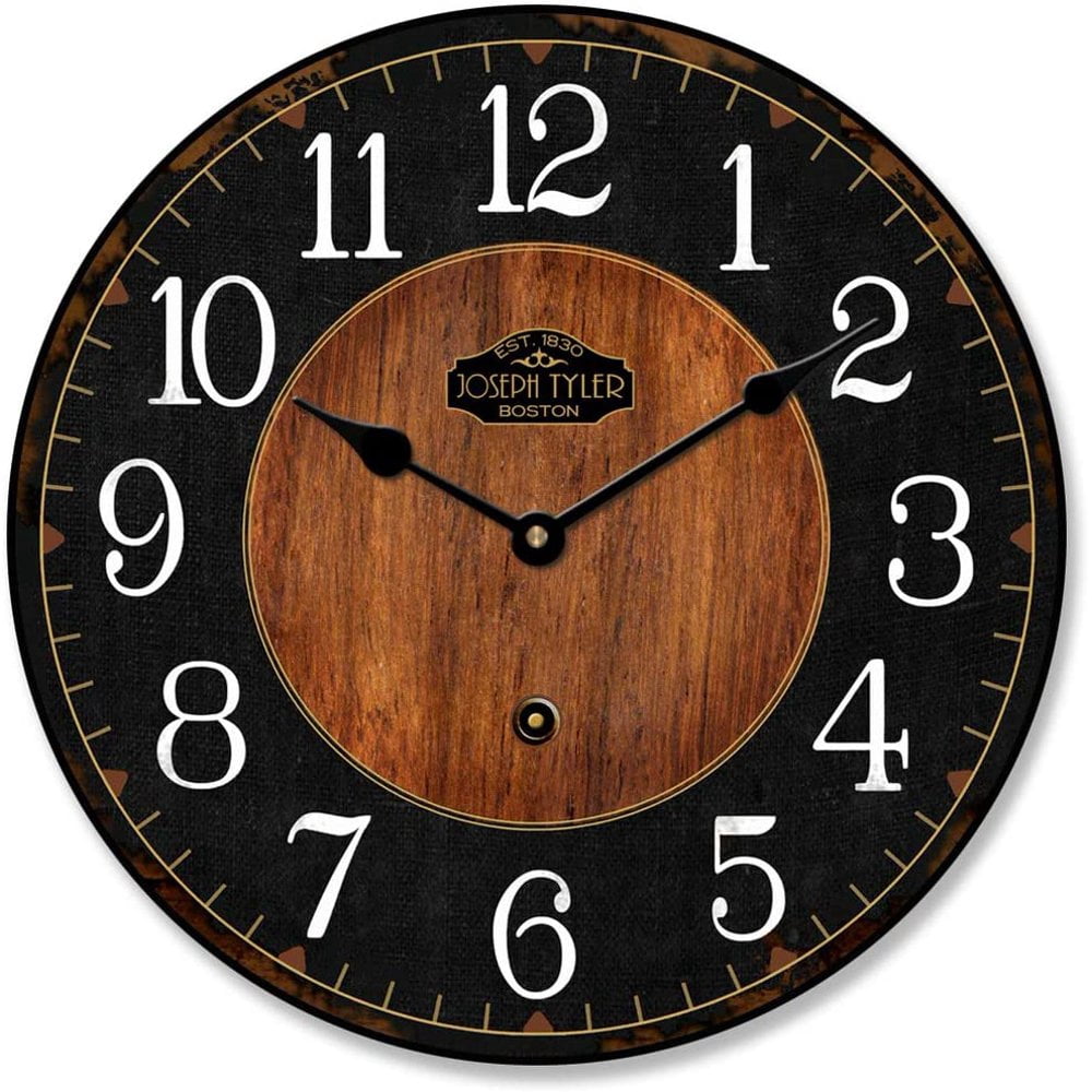 Black & Wood 2 Wall Clock | Beautiful Color, Silent Mechanism, Made in USA - Walmart.com