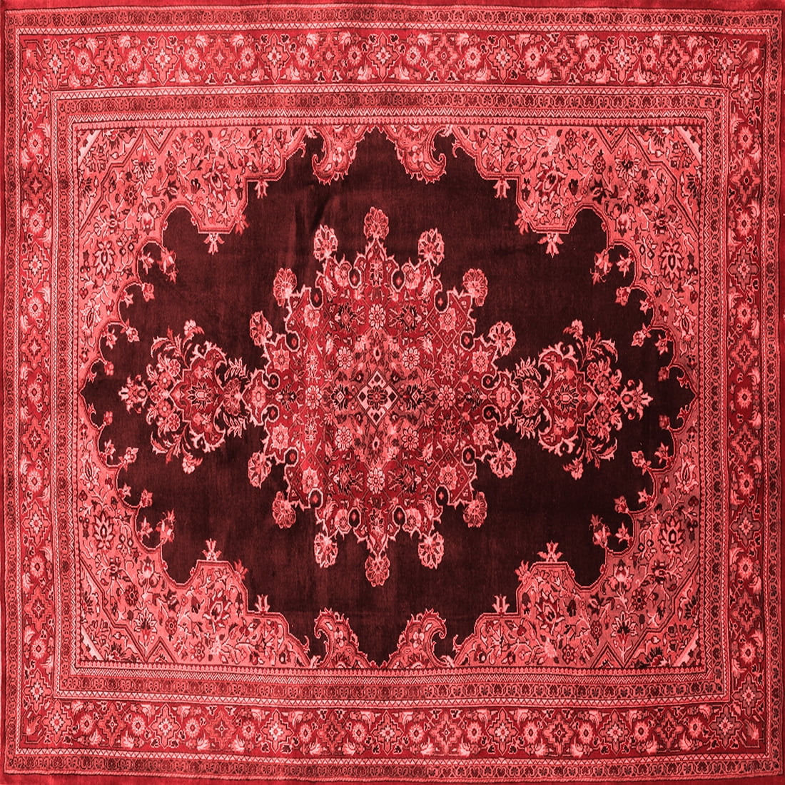 Ahgly Company Indoor Square Medallion Red Traditional Area Rugs, 4 ...