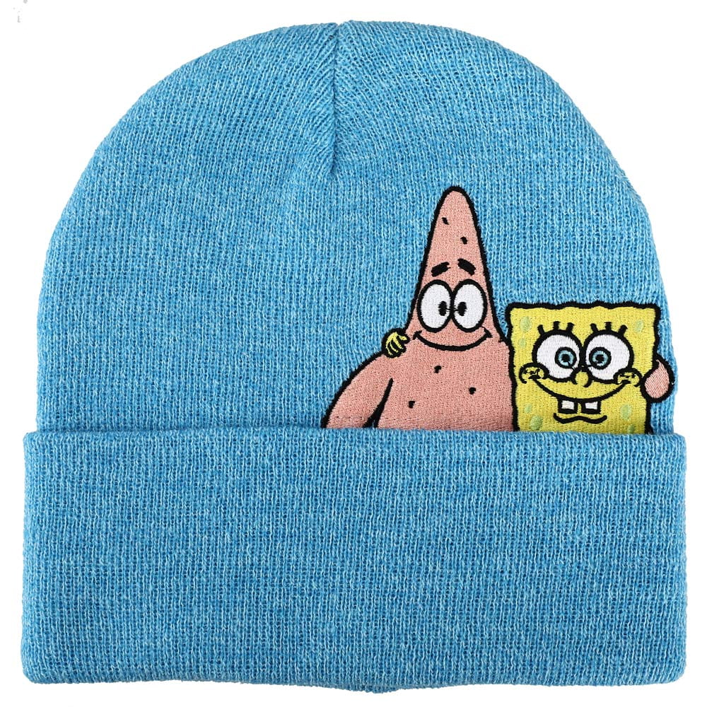 SpongeBob And Patrick Hugging Marled Knit Teal Cuff Beanie - Walmart.com