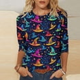 asdoklhq Halloween Pumpkin Tops Ladies' St. Patrick's Day Printed Round ...