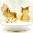 Wooden Animal Piggy Bank - Cat, Lion, Dinosaur Shapes, Natural Wood ...