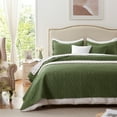 California King Size Quilt Set 3 Pieces, Lightweight Olive Green ...