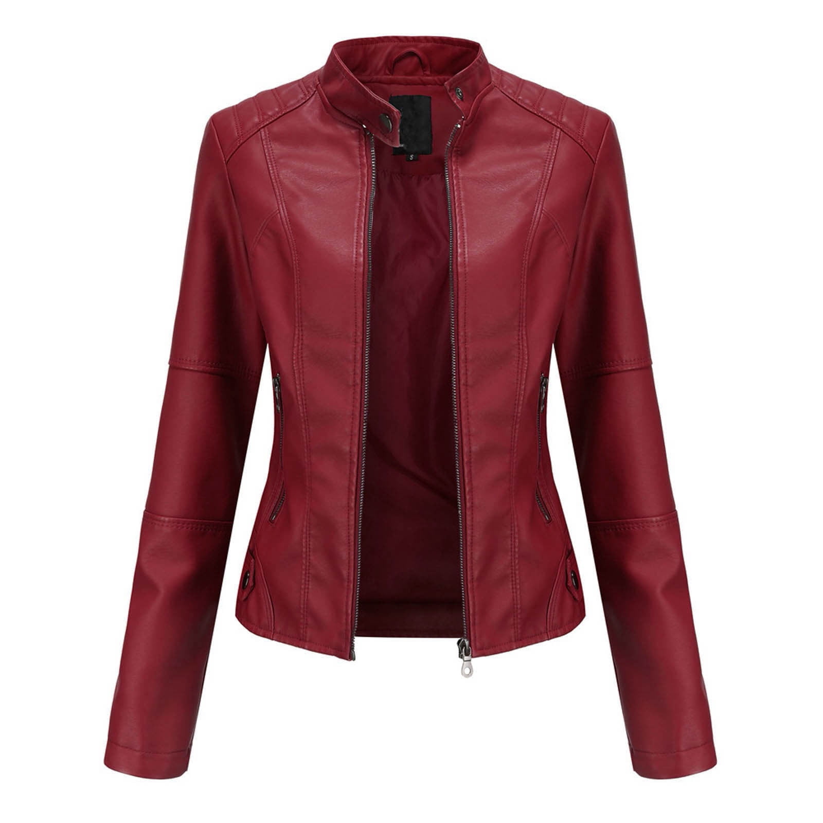 Click here for Bmisegm Jacket Slim Solid Collar Womens Color Zipp... prices