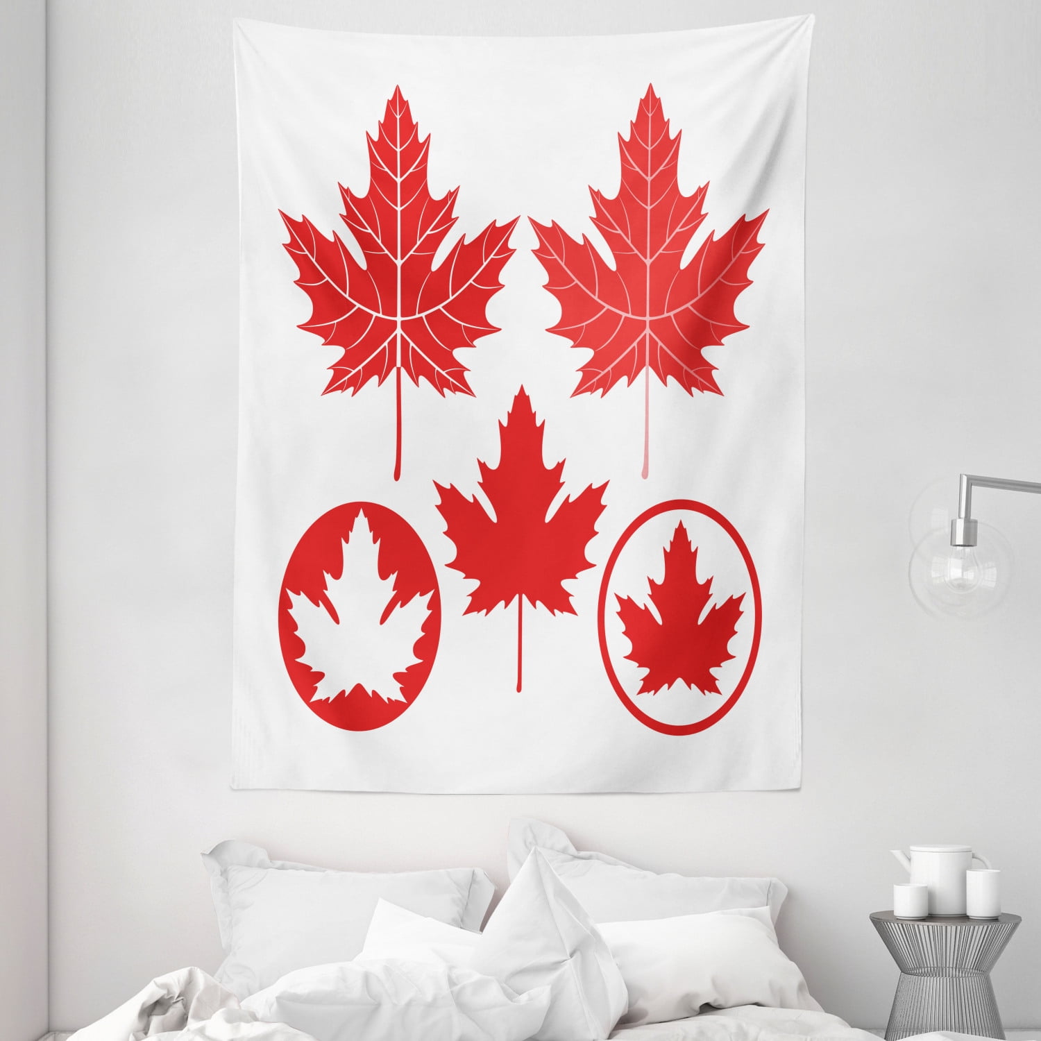 Leaves Tapestry, Monochrome Canadian Flag Motif with Different Design ...