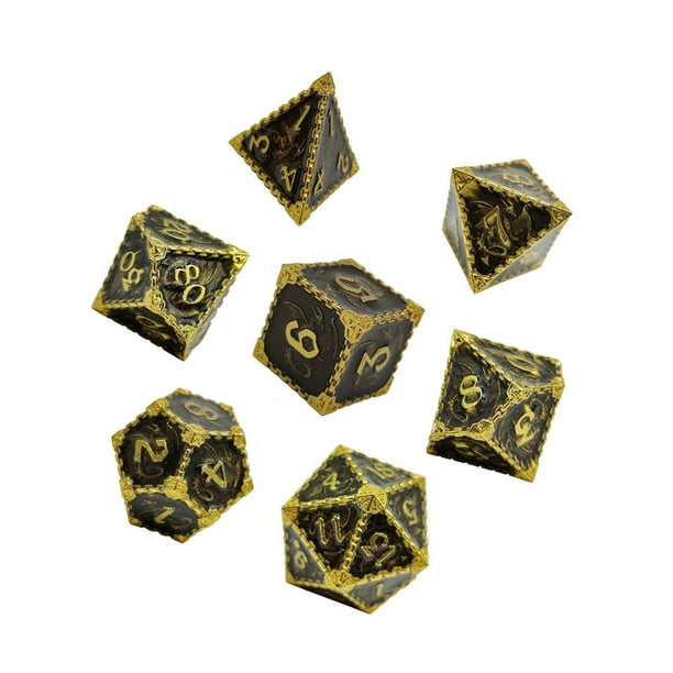 7Pcs Polyhedral Dice Irregular Big Numbers Board Games Imitate golden ...