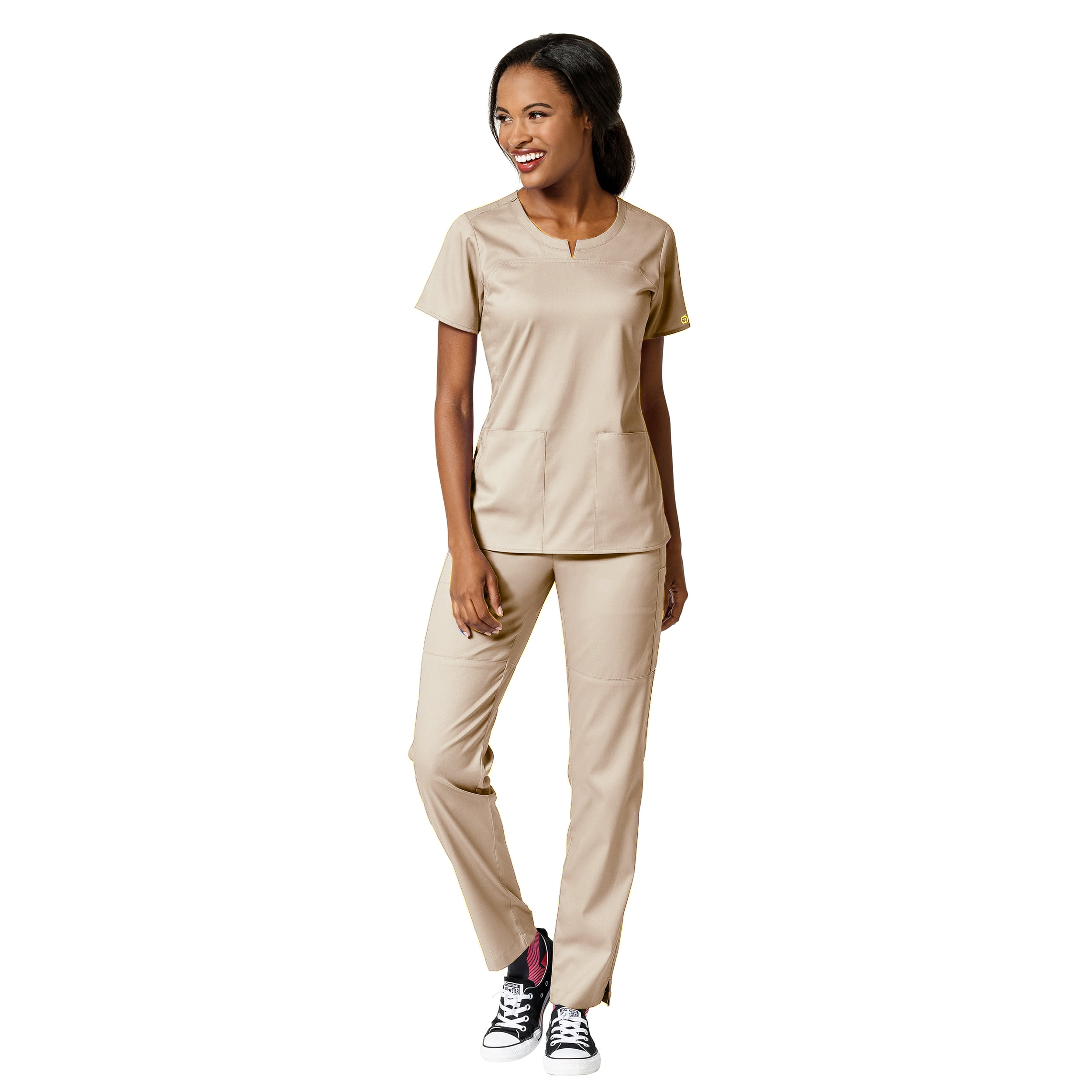 WonderWink Scrubs Set PRO Women's Notch Neck Top & Knit Waist Pant ...