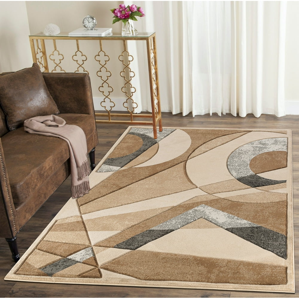 Modern Geometric Shapes Hand-Carved Soft Living Room Area Rug - Walmart ...