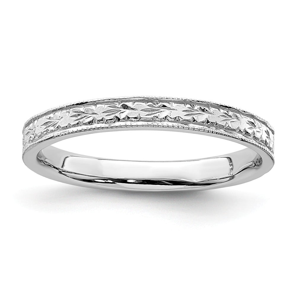 AA Jewels - Solid 14k White Gold Flower Floral Ring Band Size 7 ...