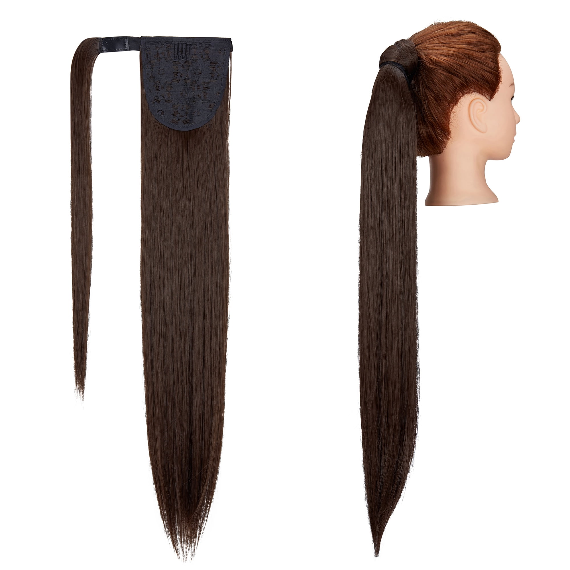 SHCKE 20"/28" Clip in Ponytail Hair Long Wrap Around Drawstring ...