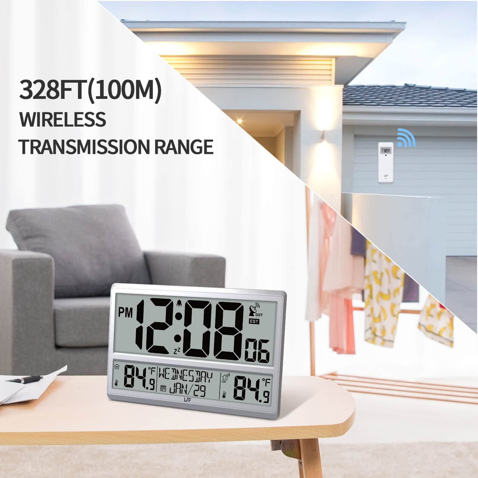 Buy LFF Atomic Clock, Digital Wall Clock with Indoor & Outdoor ... Buy LFF Atomic Clock, Digital Wall Clock with Indoor & Outdoor ...