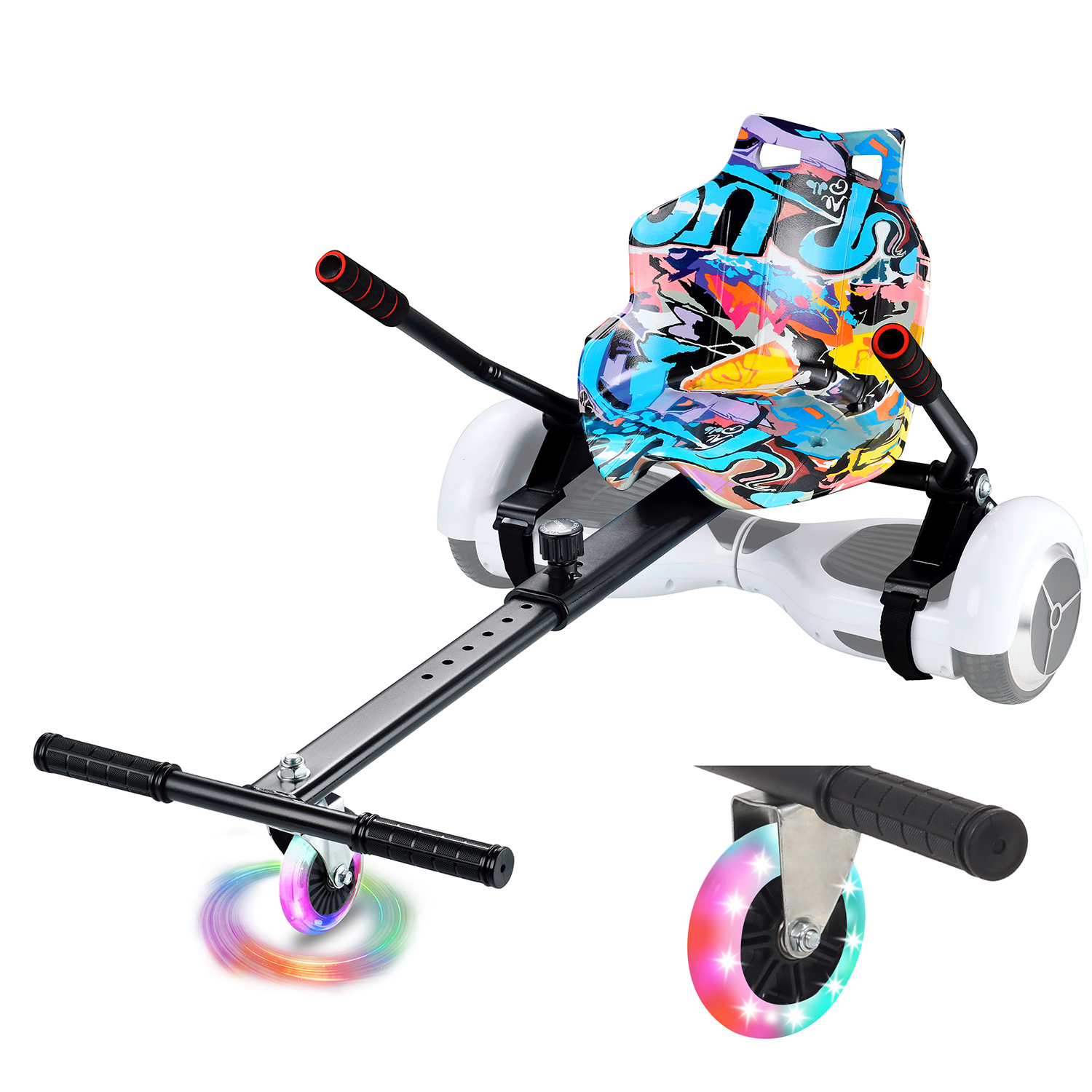 BIIST Hoverboard Go Kart Attachment with Flash Wheel Hoverboard Seat ...