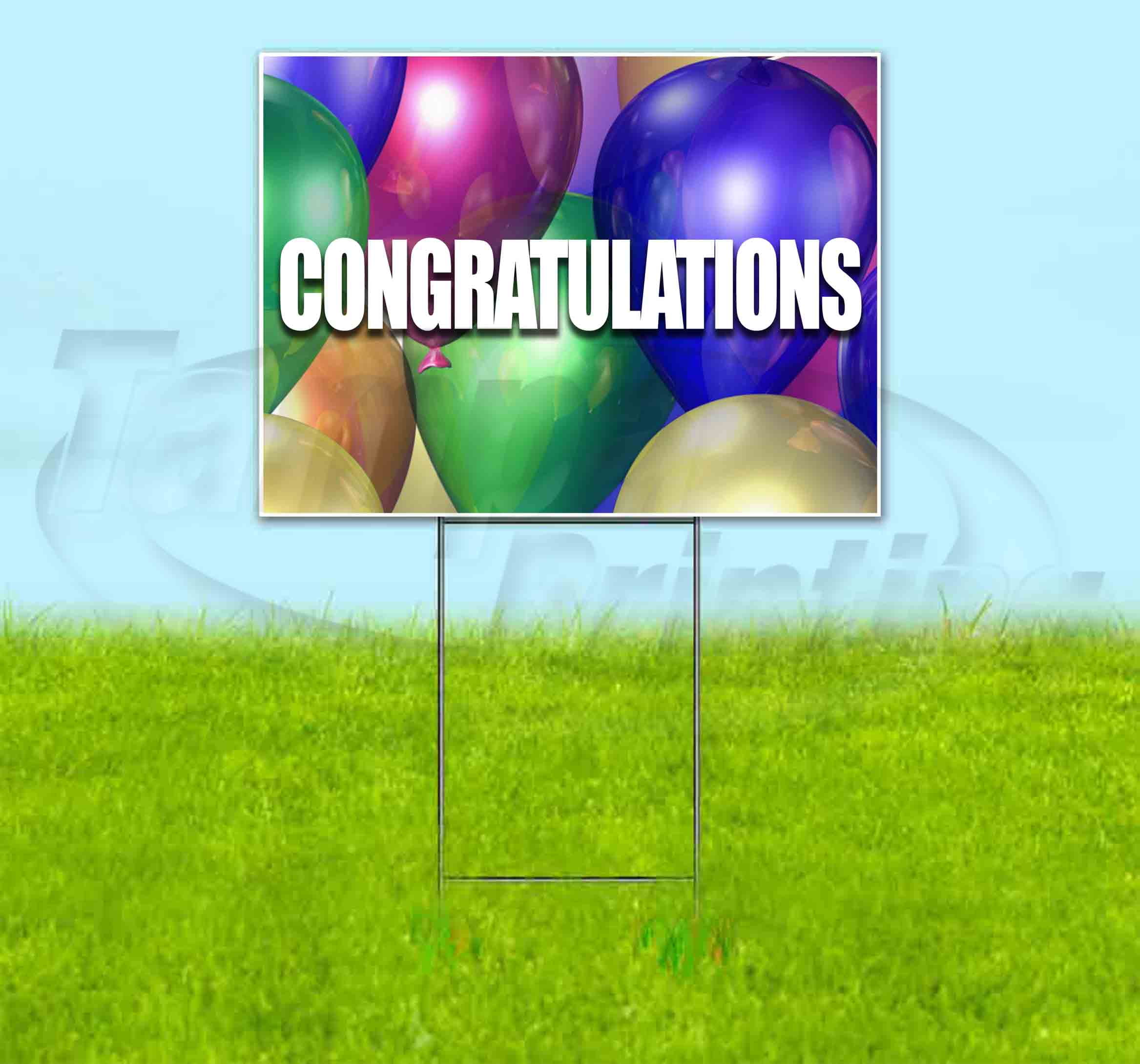 Congratulations Balloons (18" X 24") Yard Sign, Includes Metal Step ...