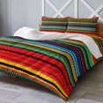 4 Piece Duvet Cover Set Queen, Mexico Art Tribal Colorful Stripes Soft ...