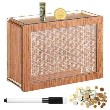 Cleance! Wooden Money Box with Savings Target and Numbers, Reusable ...