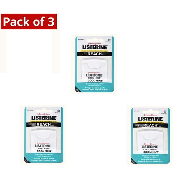 Listerine Cool Mint Waxed Dental Floss 50.3M - Pack of 3 - Walmart.ca
