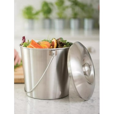 ENLOY Stainless Steel Compost Bin, 1.3 Gallon Kitchen Countertop with ...