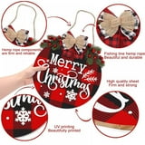 Merry Christmas Hanging Sign, Red Plaid Wooden Door Decor Rustic Wall ...