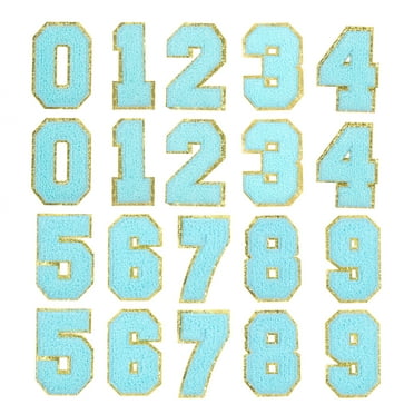 4 Packs Glitters Chenille Number Patches 8.4cm / 3.3" Embroidery ...