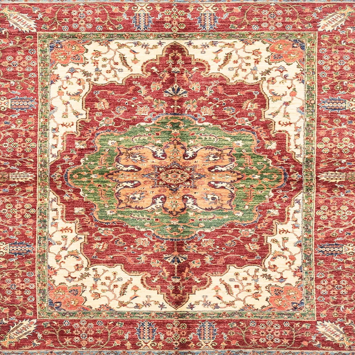 Ahgly Company Indoor Square Abstract Red Persian Area Rugs, 5' Square ...