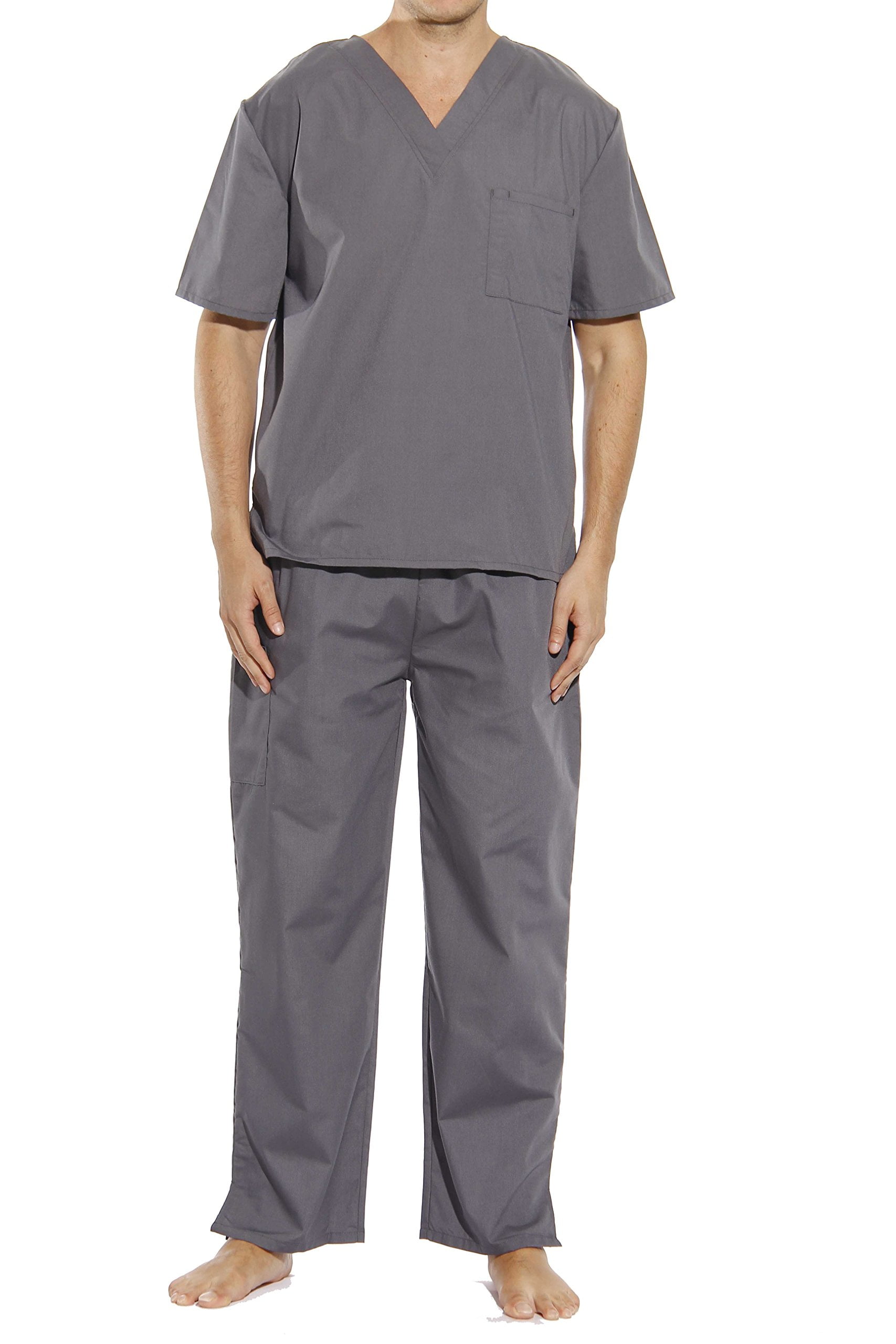 Tropi Unisex Scrub Sets Medical Scrubs Mens Scrubs (Steel Grey, Small ...