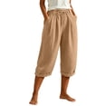 Capri Pants For Women Pocket Drawstring Campus Errands Travel Summer ...