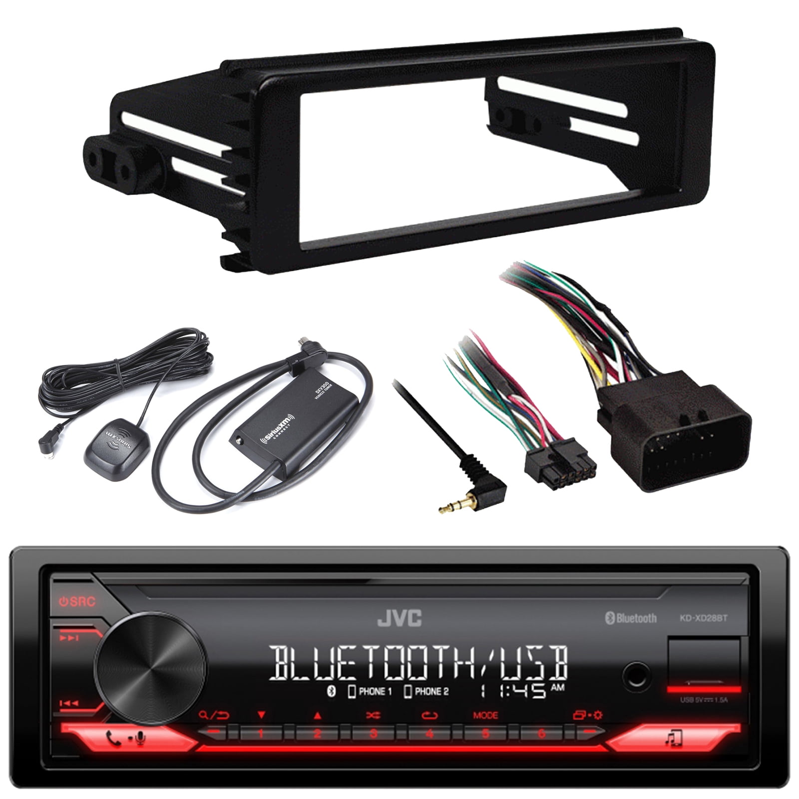 JVC KD-XD28BT Single DIN AM/FM Radio Stereo USB AUX Bluetooth Digital Media Receiver Harley 98 ...