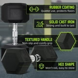 BalanceFrom 45 lbs Pair Weight Set Dumbbell, Rubber Encased Hex, Black ...