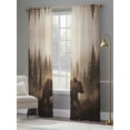 Brown Bear Sheer Curtains for Living Room Bedroom Forest Pine Tree ...