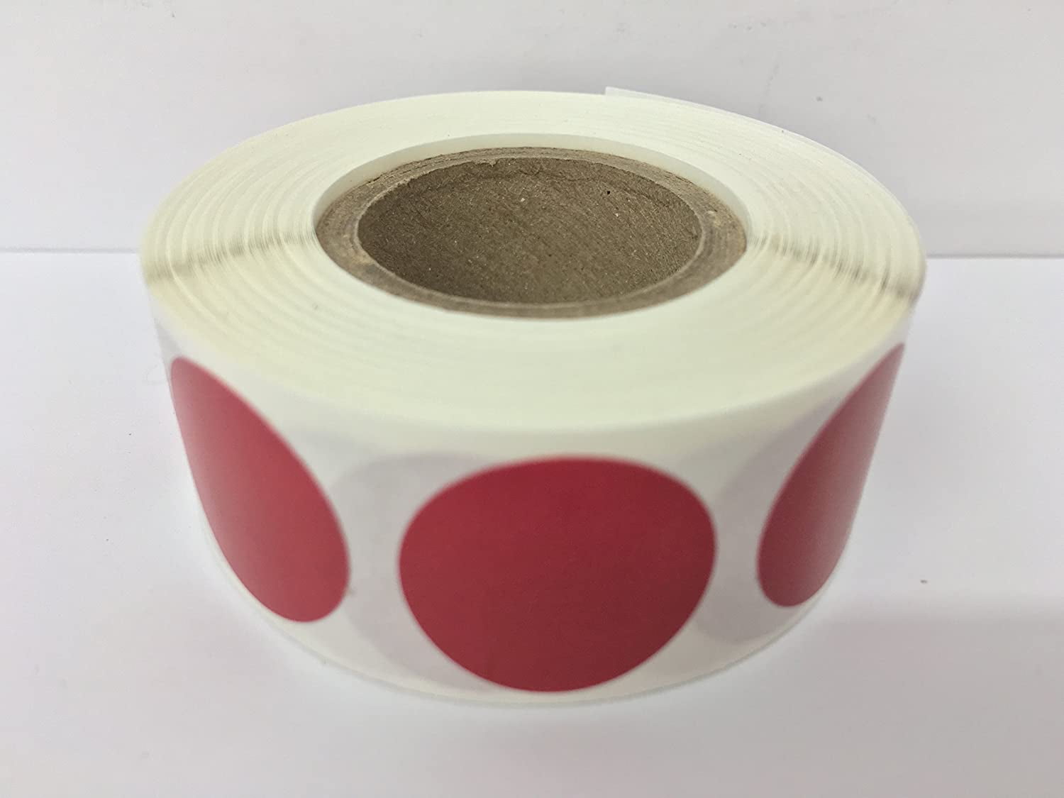 1 Roll 1" Round Blank Cranberry Circle Color Coding Coded Inventory ...