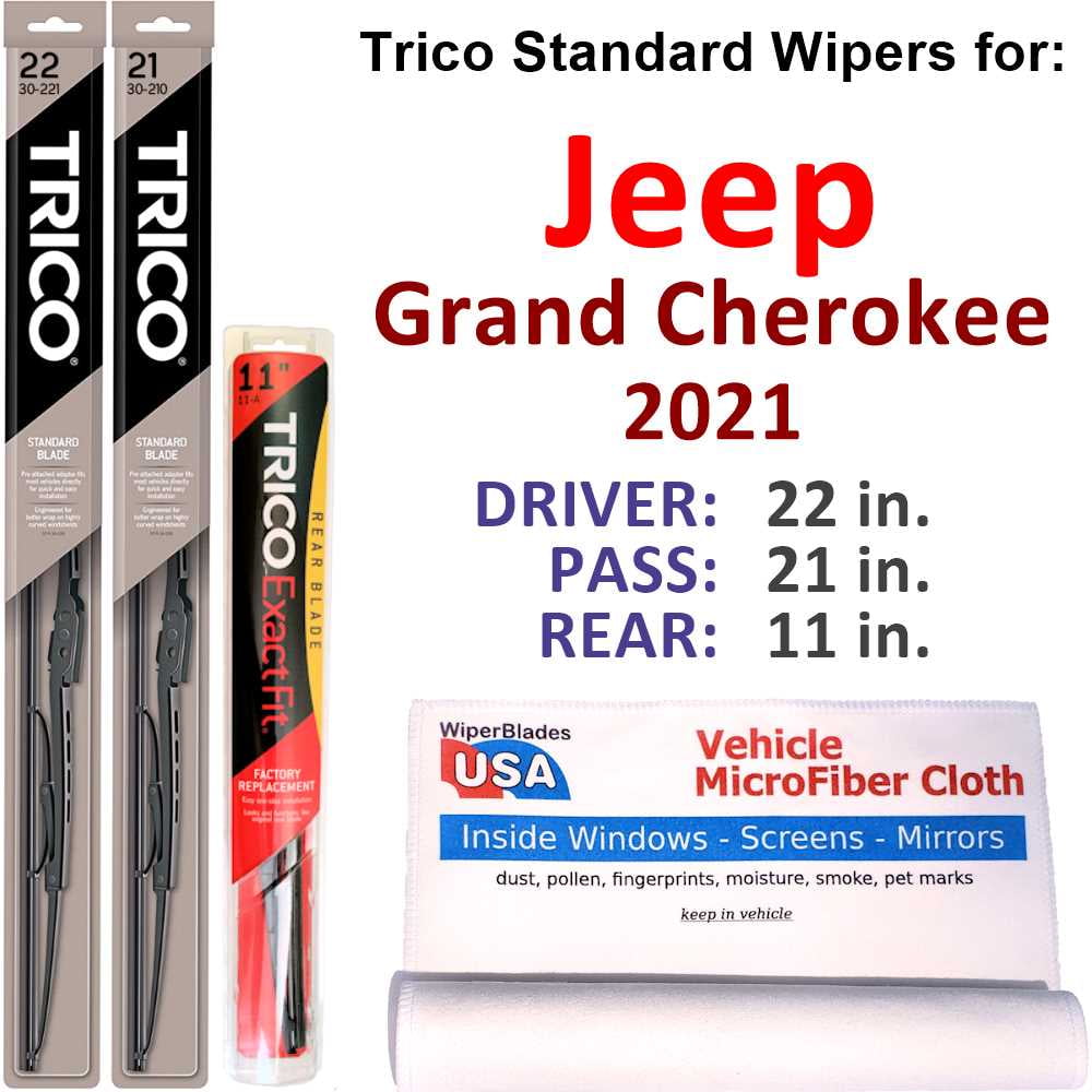 2021 Jeep Grand Cherokee Wiper Blades (Set of 3) w/Rear Wiper - Walmart.com